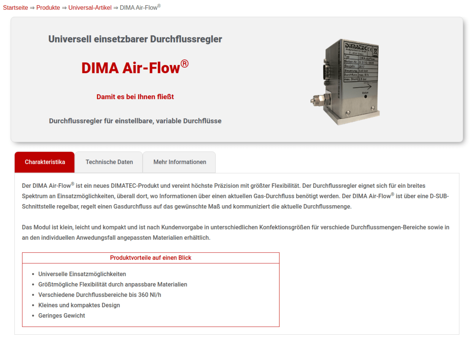 DIMA Air-Flow® von DIMATEC - Damit es bei Ihnen fließt
