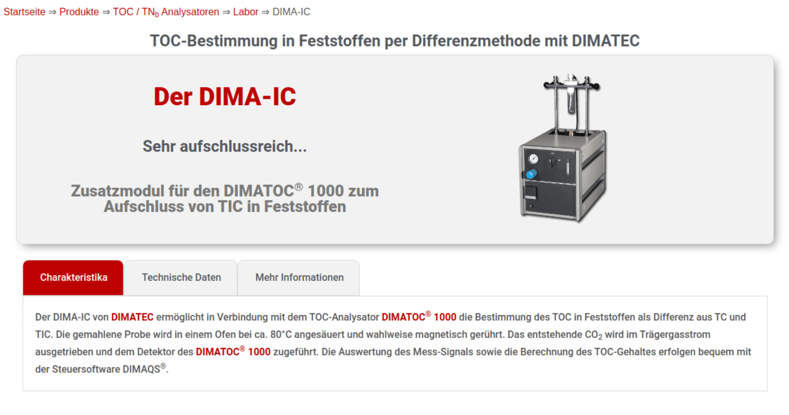 DIMA-IC von DIMATEC - Zusatzmodul für den DIMATOC® 1000