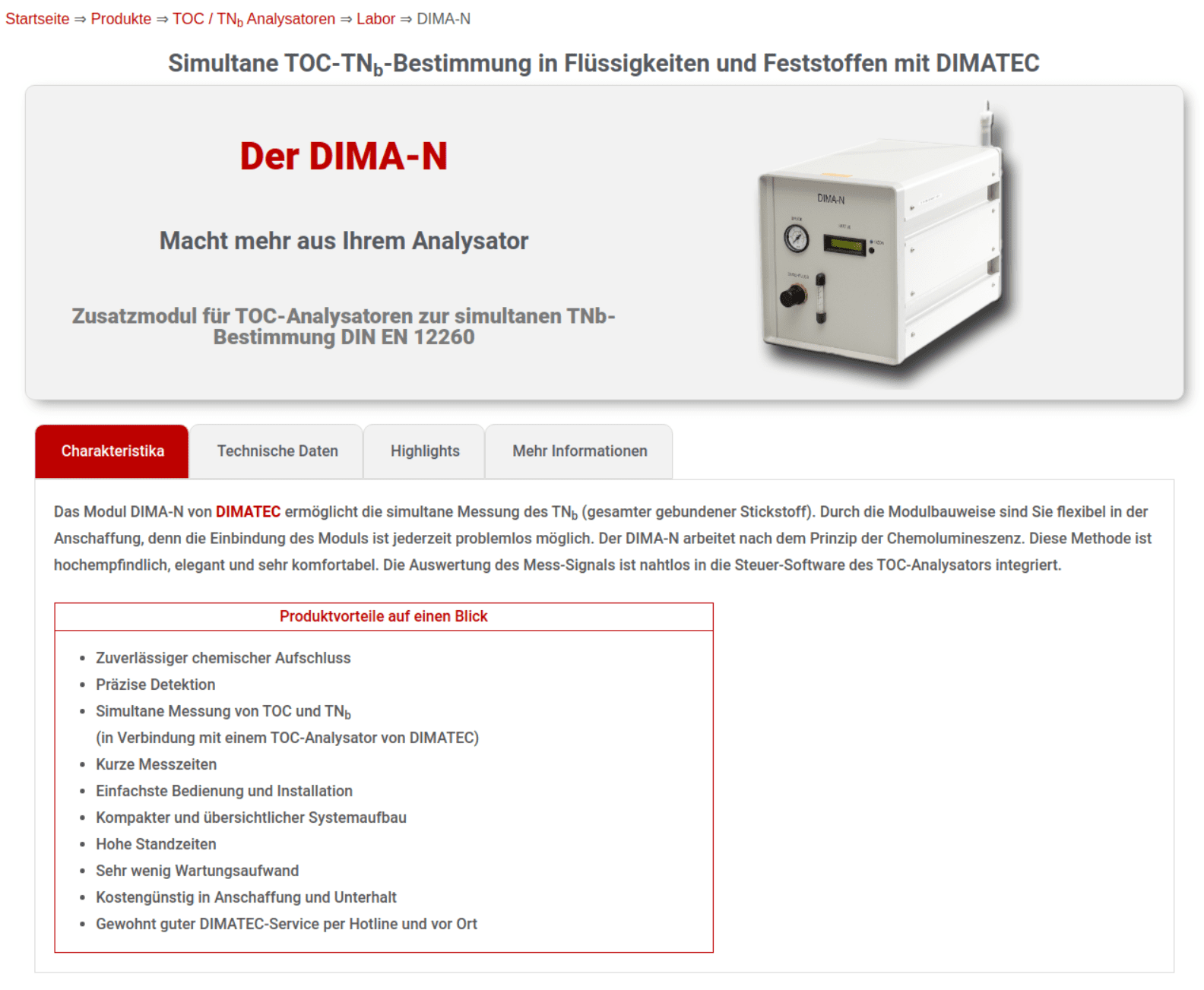 DIMA-N von DIMATEC - Macht mehr aus Ihrem Analysator