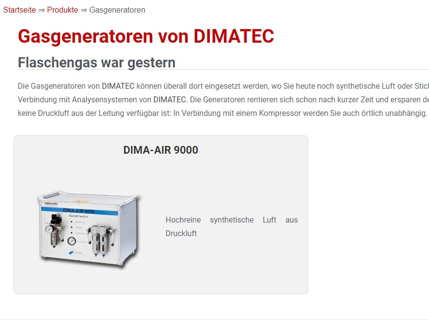 Gasgeneratoren - Dimatec